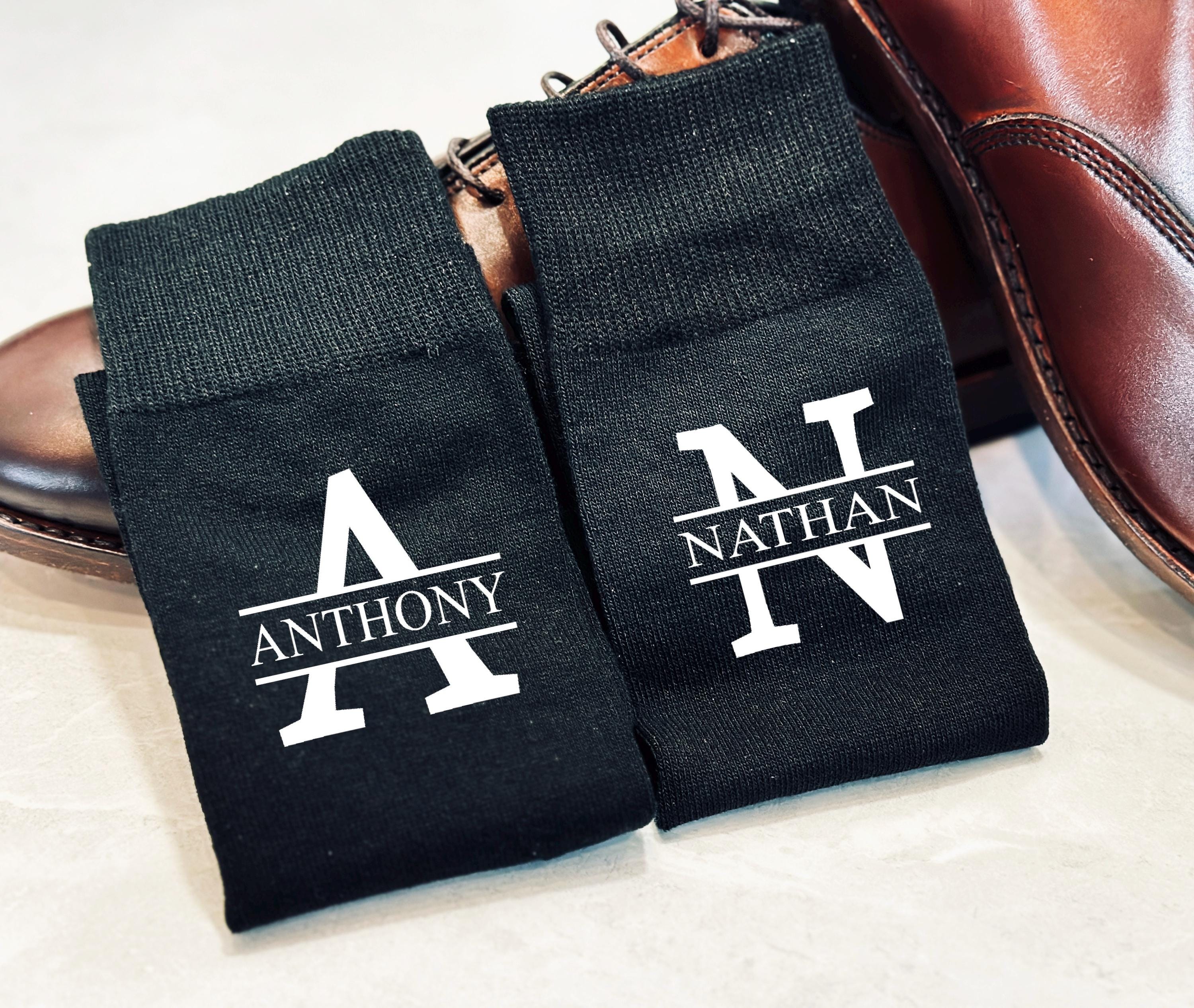 Custom Socks Black Dress Socks Best Man Socks Personalized Gifts ...