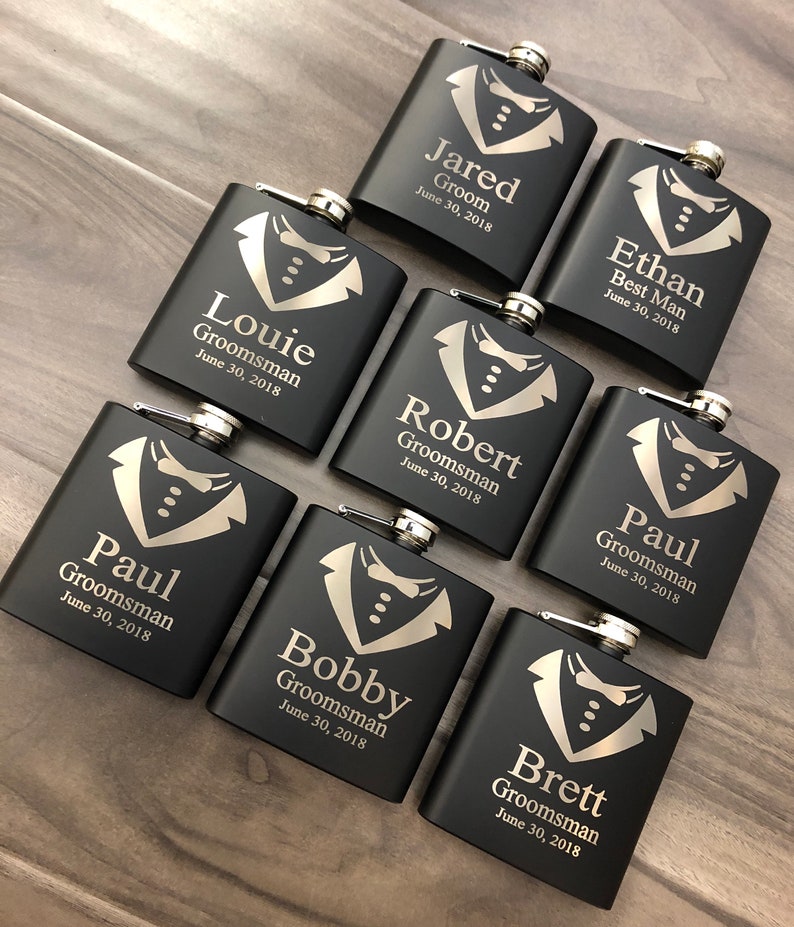Groomsmen Gift Flask Gift Box Set Personalize Engrave - Etsy