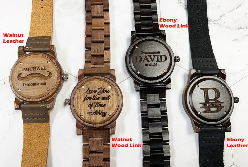 Engrave Watch for Him Men Wood Watch Groomsmen Gift Personalize Best ...