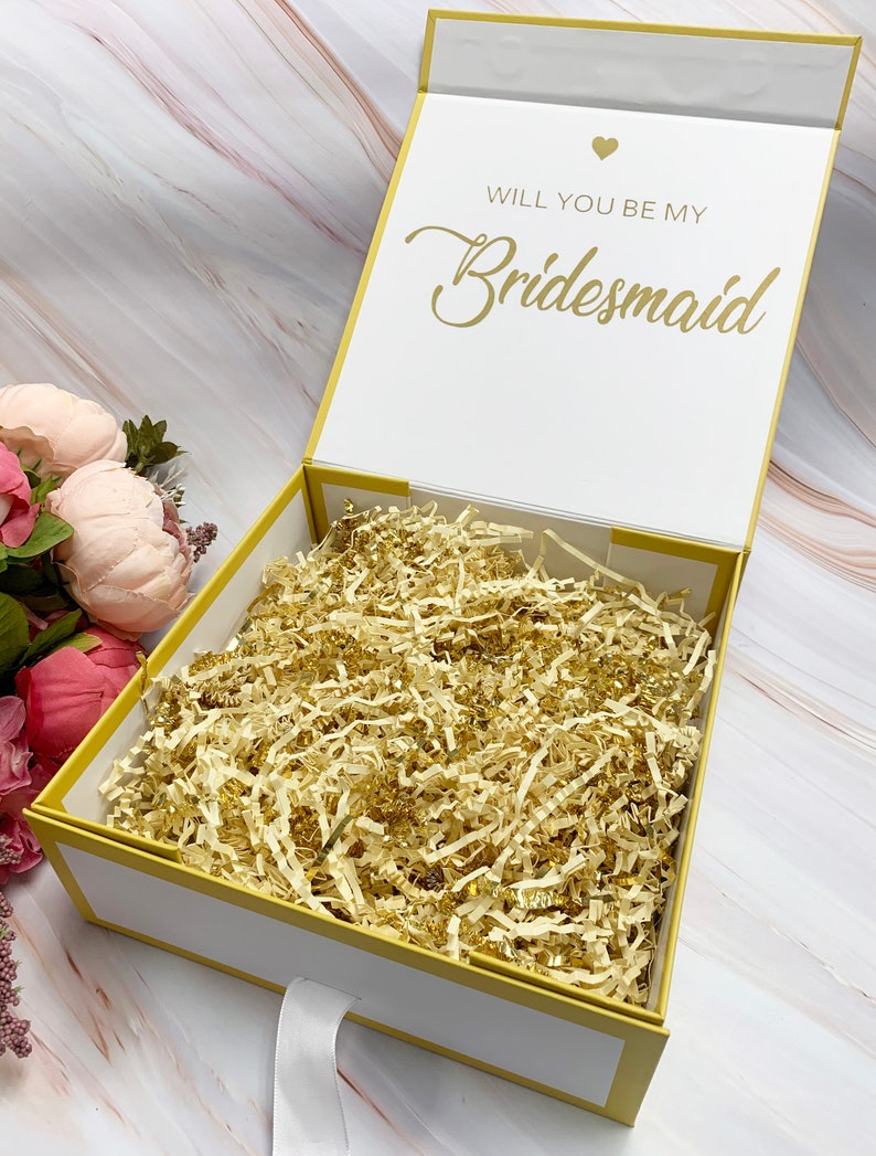 Gold Trim Bridesmaid Gift Box Personalized Bridesmaids - Etsy