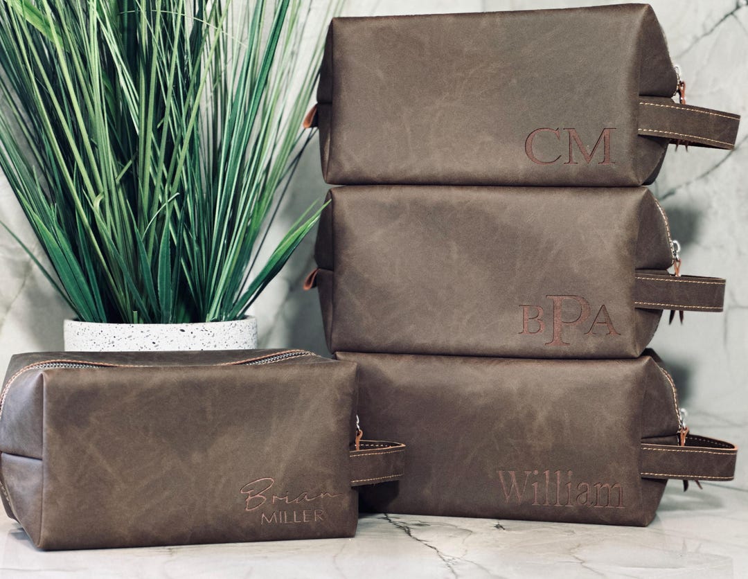 Groomsmen Gift SETS Leather Dopp Kit Groomsman Proposal Men Toiletry ...