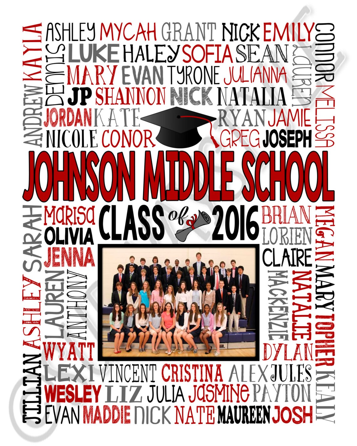 Middle School Graduation Gift Class Picture Printable - Etsy