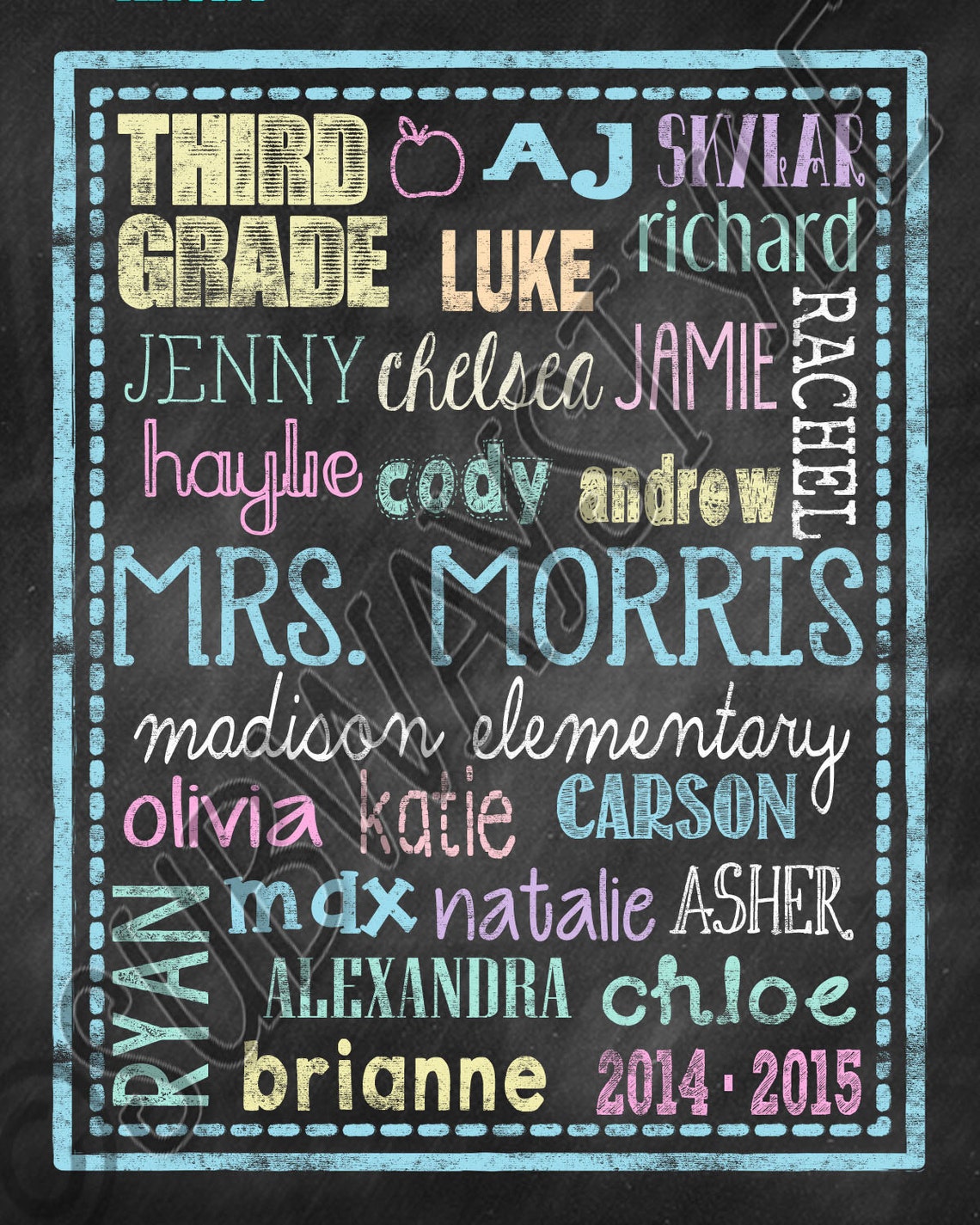 Teacher Gift Subway Art Personalized Custom Printable - Etsy