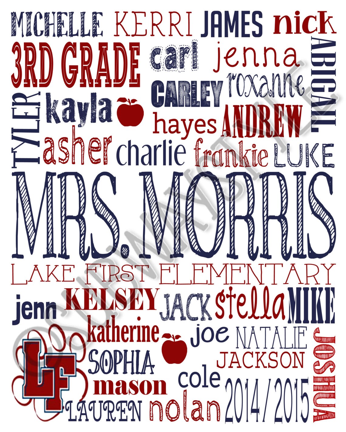 Teacher Subway Art Personalized Custom Printable Gift - Etsy