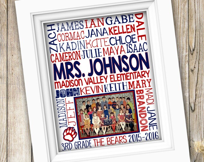 Printable Teacher Gift Class Picture Subway Art - Etsy
