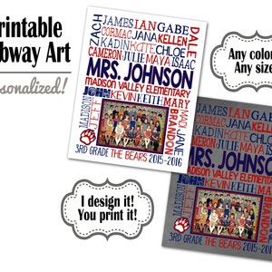 Printable Teacher Gift ~ Class Picture Subway Art ~ Personalized ...