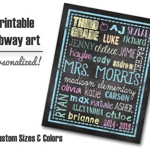 Teacher Gift ~ Subway Art Personalized Custom Printable ~ Digital Image ...