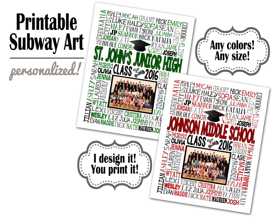 Middle School Graduation Gift Class Picture Printable - Etsy