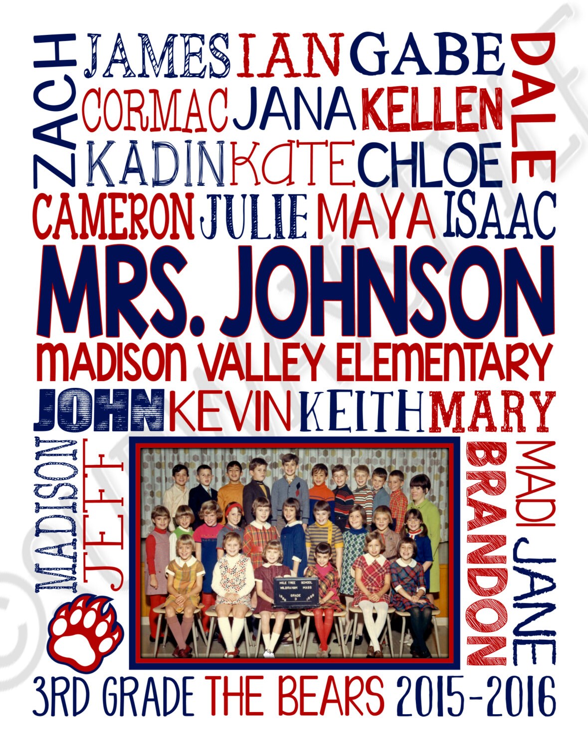 Printable Teacher Gift ~ Class Picture Subway Art ~ Personalized ...
