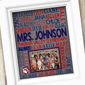 Printable Teacher Gift ~ Class Picture Subway Art ~ Personalized ...