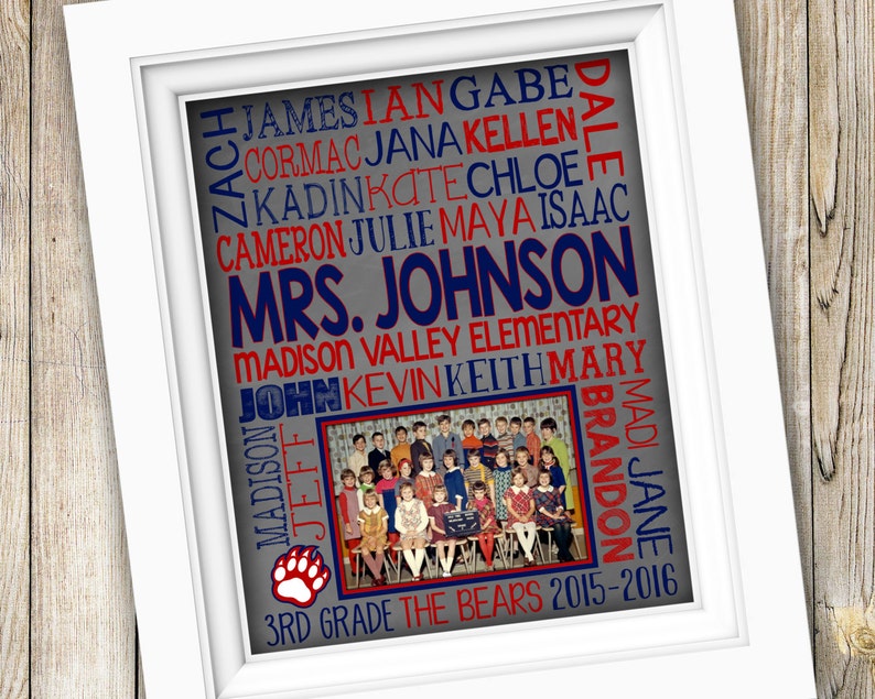 Printable Teacher Gift ~ Class Picture Subway Art ~ Personalized ...