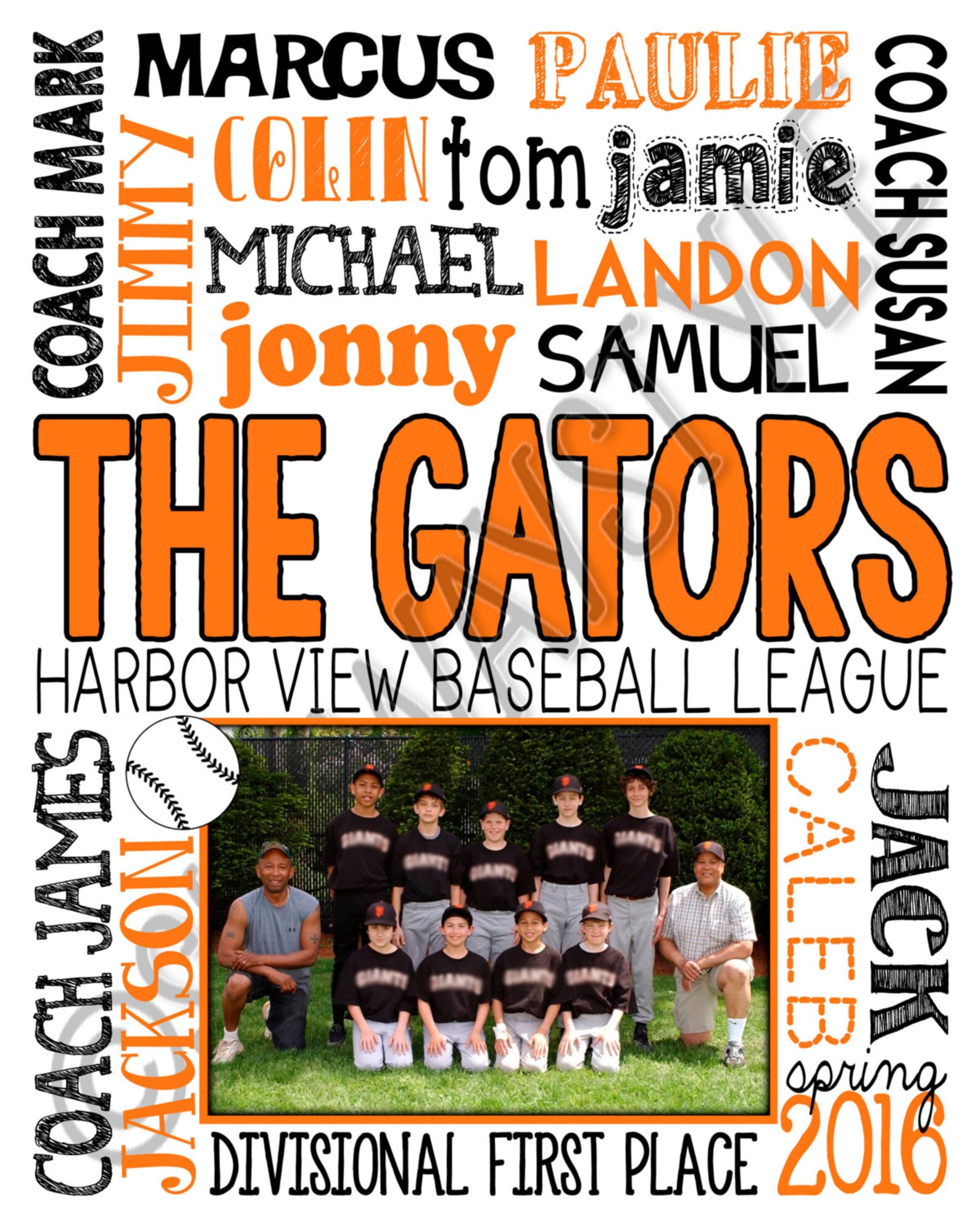 Baseball Team Gift Printable Baseball Coaches Gift Custom - Etsy