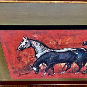 Vintage Large 1960s HEINRICH FAUST HORSES Print Framed Fauvism ...