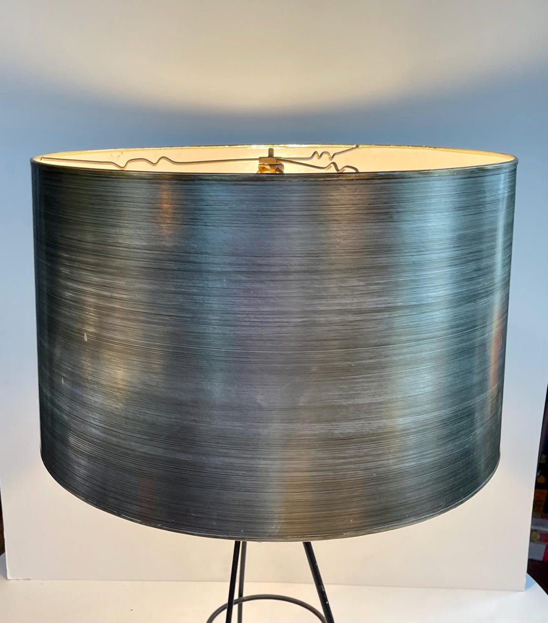 Vintage Drum SILVER LAMP SHADE New Brunswick Retro 1950s Hollywood ...