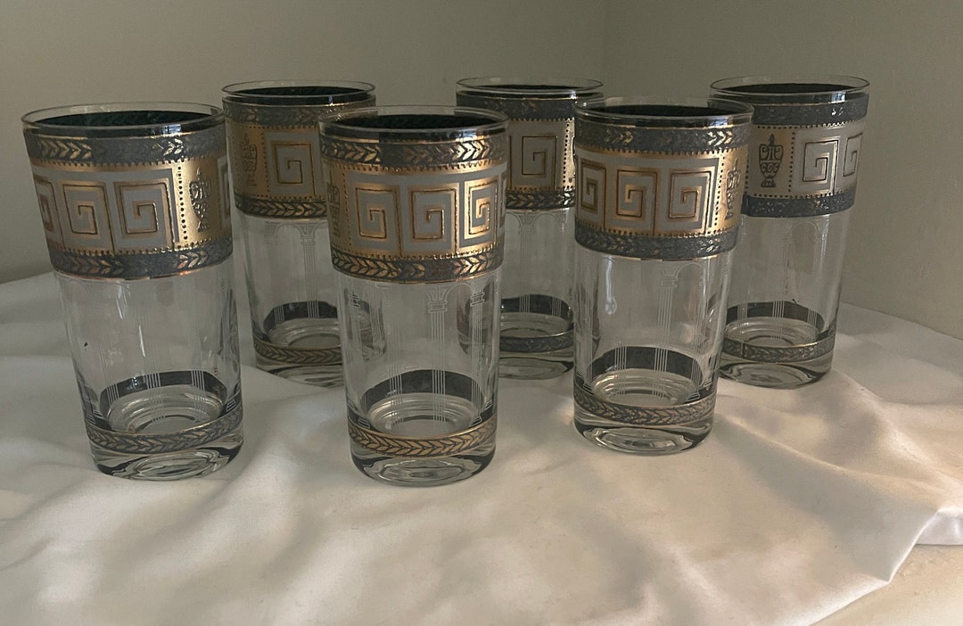 Mid-century Culver 22K Glasses Greek Corinthian Signed - Etsy