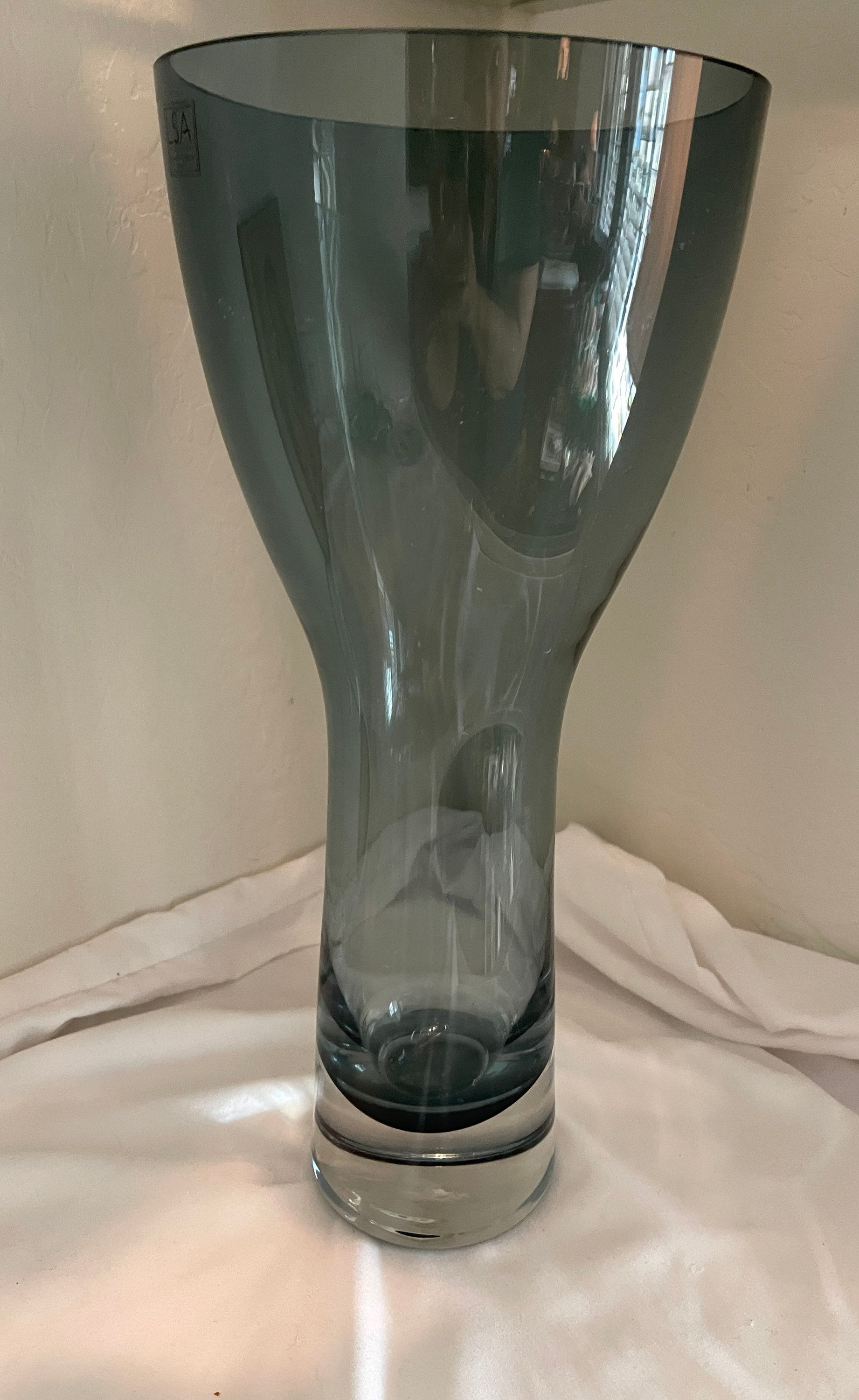 Vintage Poland LSA Blue Art Large Glass Vase - Etsy