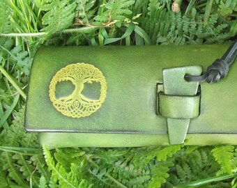 Plumier en cuir liseret tresse celte couleur rouge sur la | Etsy