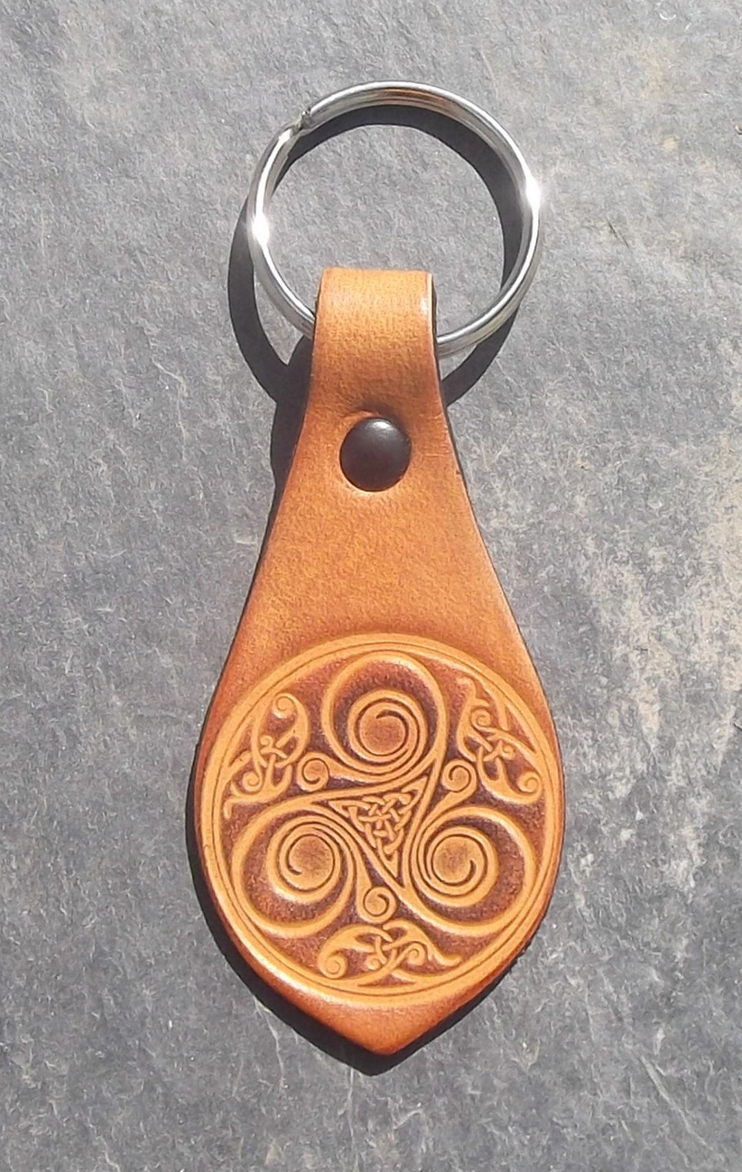 Leather Key Ring , Celtic Design Triskell 2 , 16 Colours Available ...