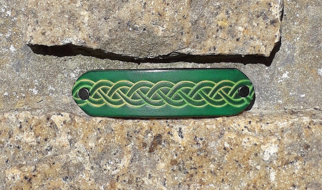 Leather Hair Barrette , Braid Design , 16 Colours Available ( "vert ...