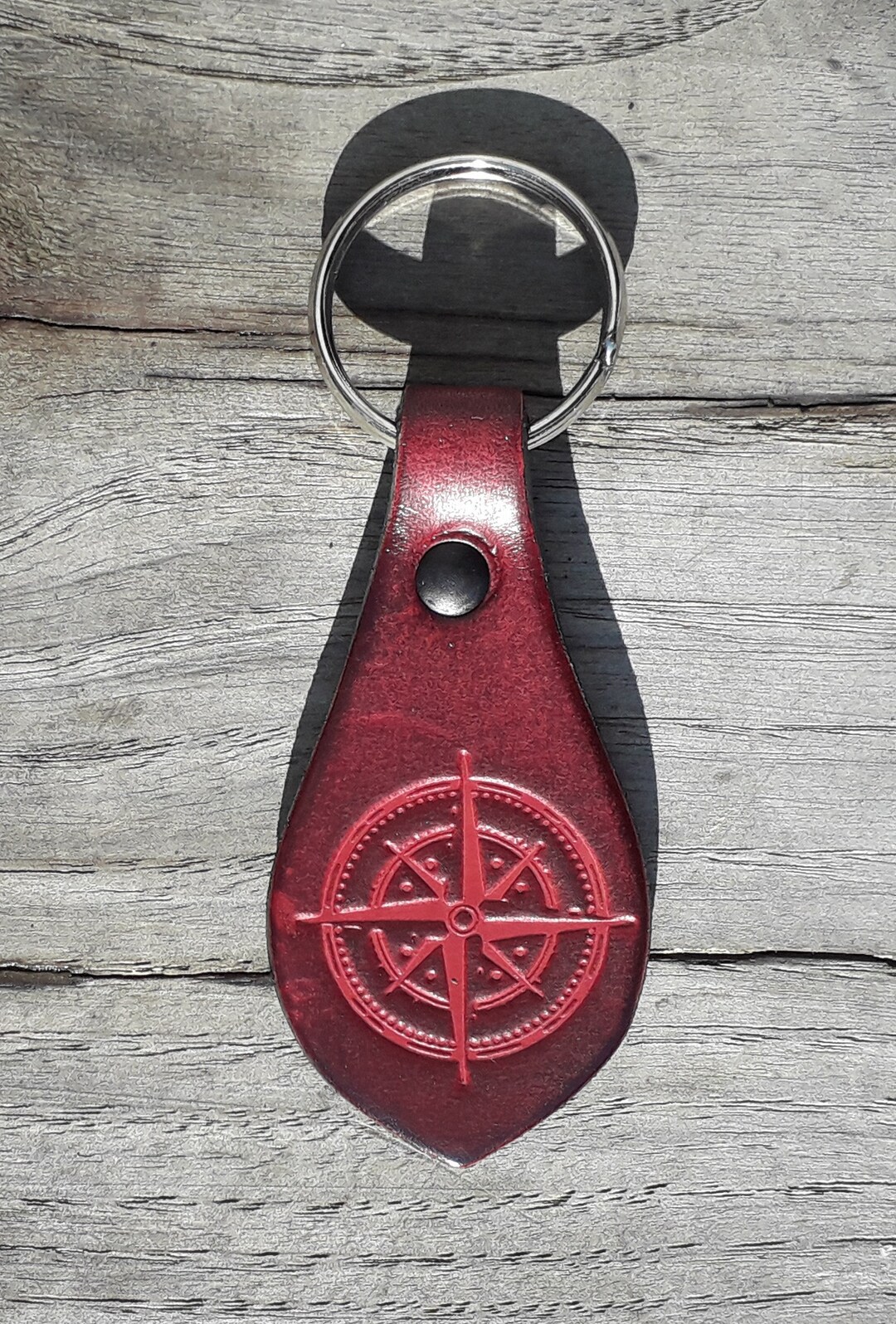 Leather Key Ring , Compass Design , Choose Your Colour - Etsy