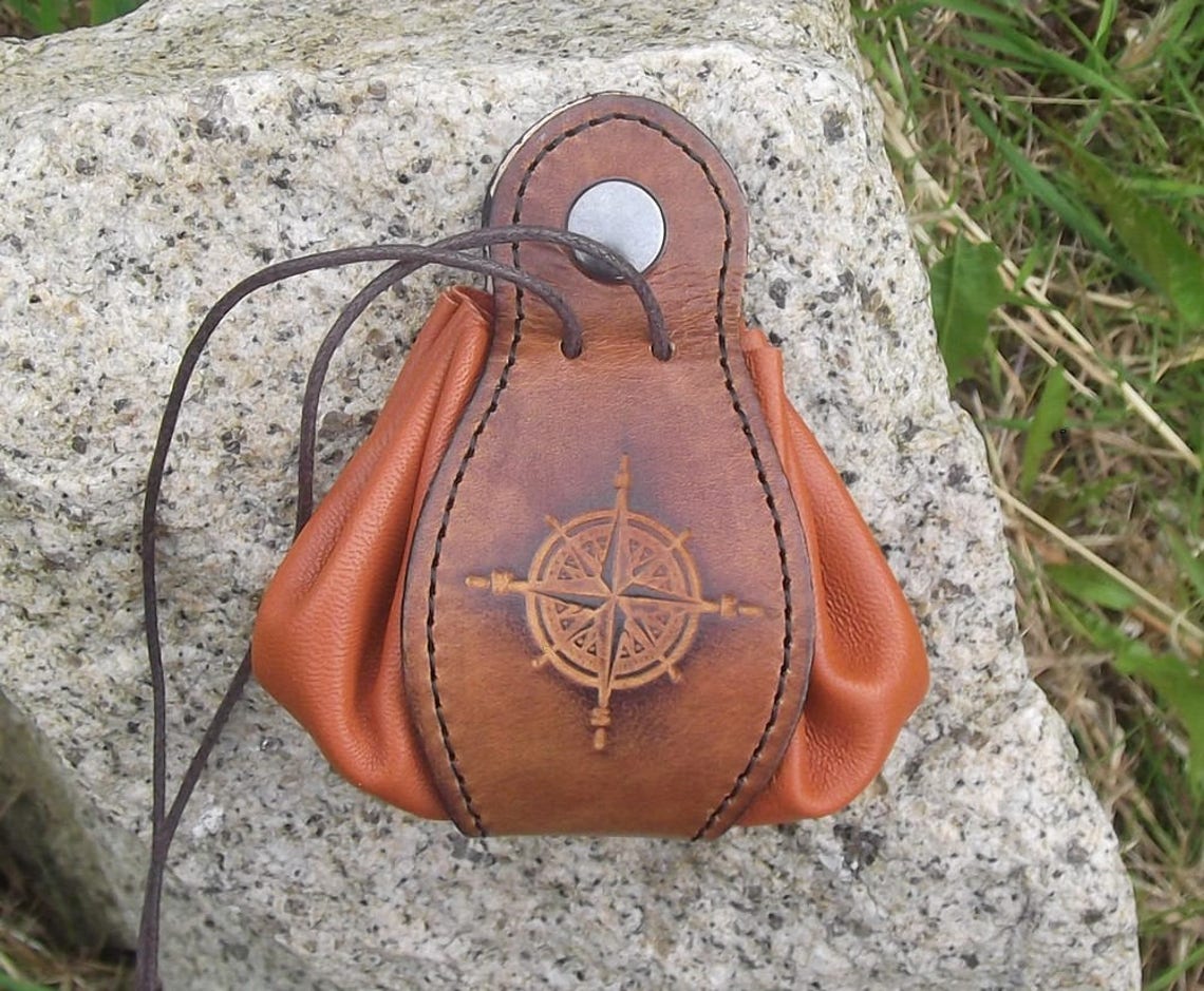Leather pouch compass design 16 colors available | Etsy