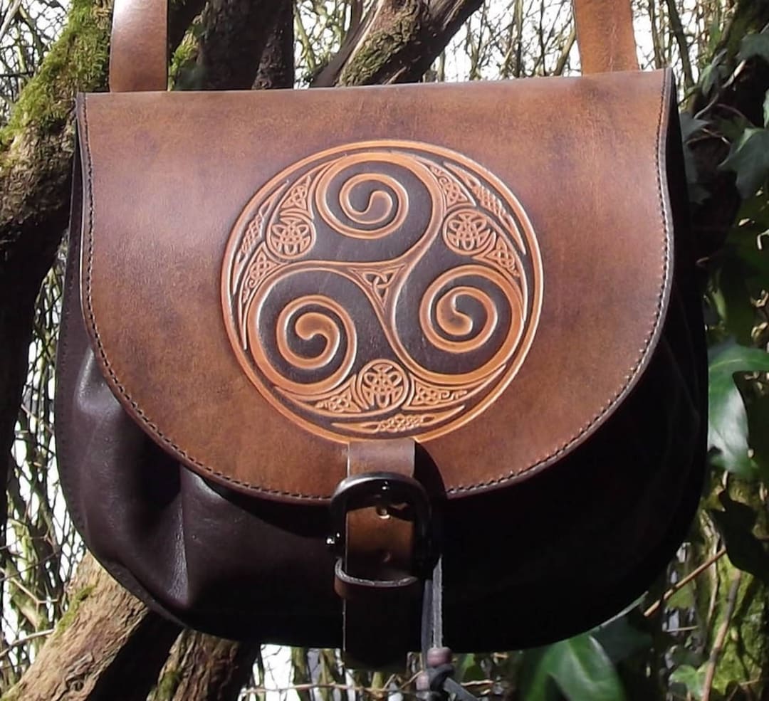 Leather Crossbody Bag, Celtic Design "triskell Number 5 " , (16 Colours ...