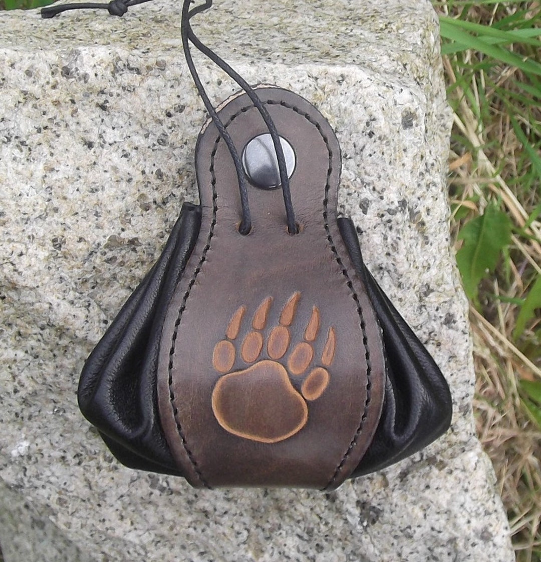 Leather Pouch,bear Footprint Design ,(16 Colour to Choose) , 2 Sizes ...