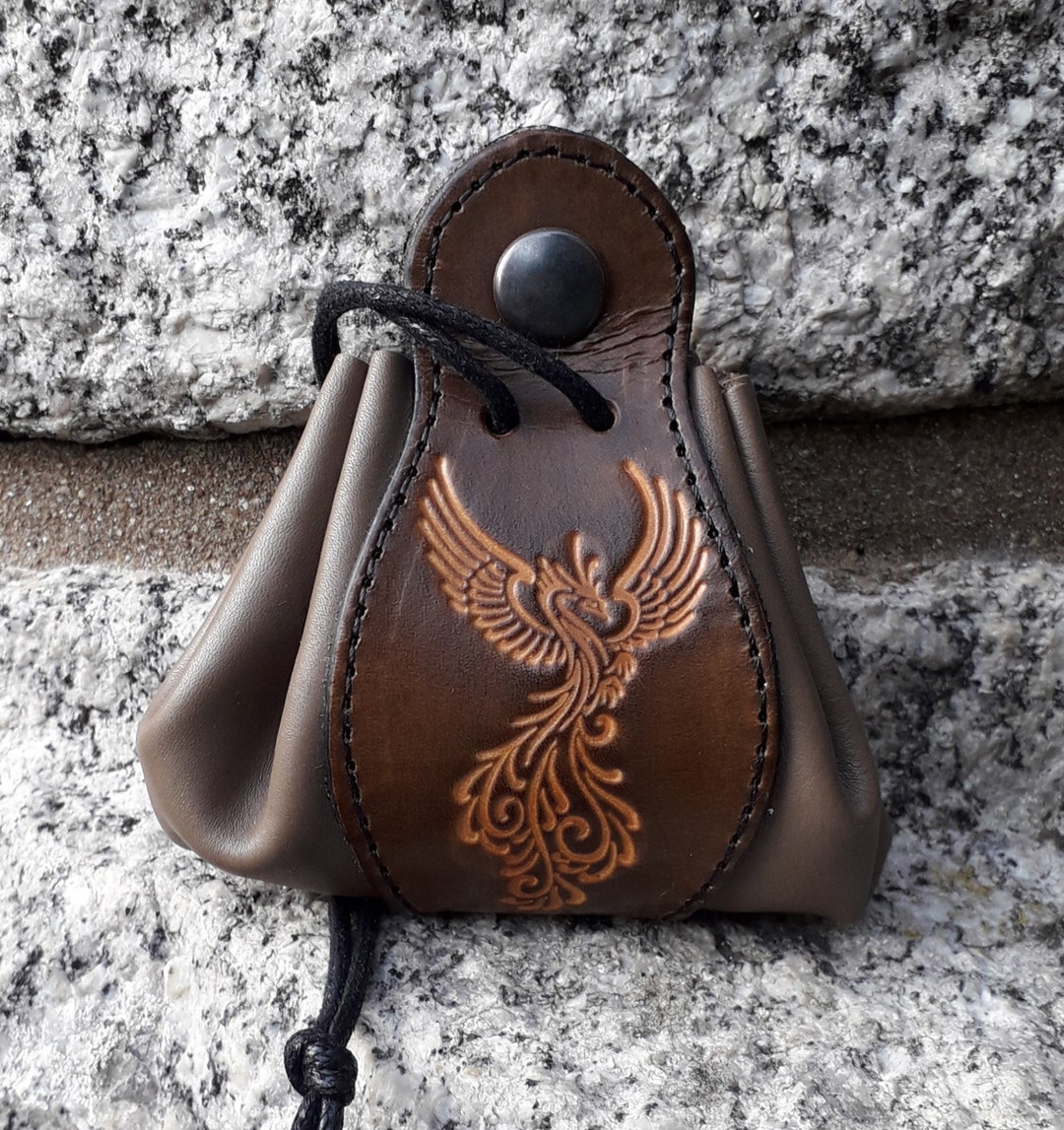 Leather Pouch , Phoenix Design , (16 Colors Available) - Etsy