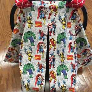 Marvel Comics Avengers Car Seat Canopy now Made With Red Chevron Lining ...
