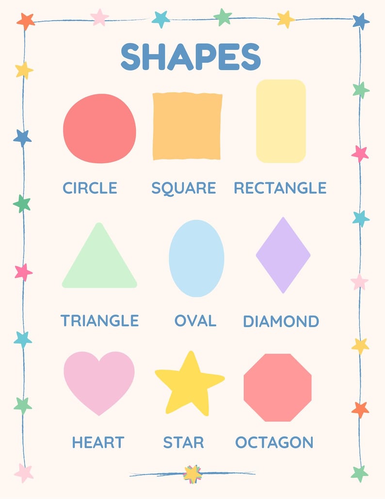 Shapes Poster Pack, Printable, Classroom Poster, Kindergarten Wall Art ...