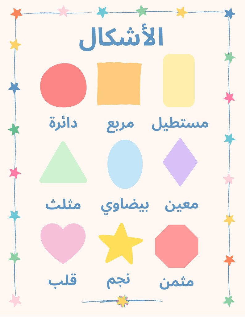 Arabic Shapes Poster – Printable | Classroom Decor | Educational Wall ...
