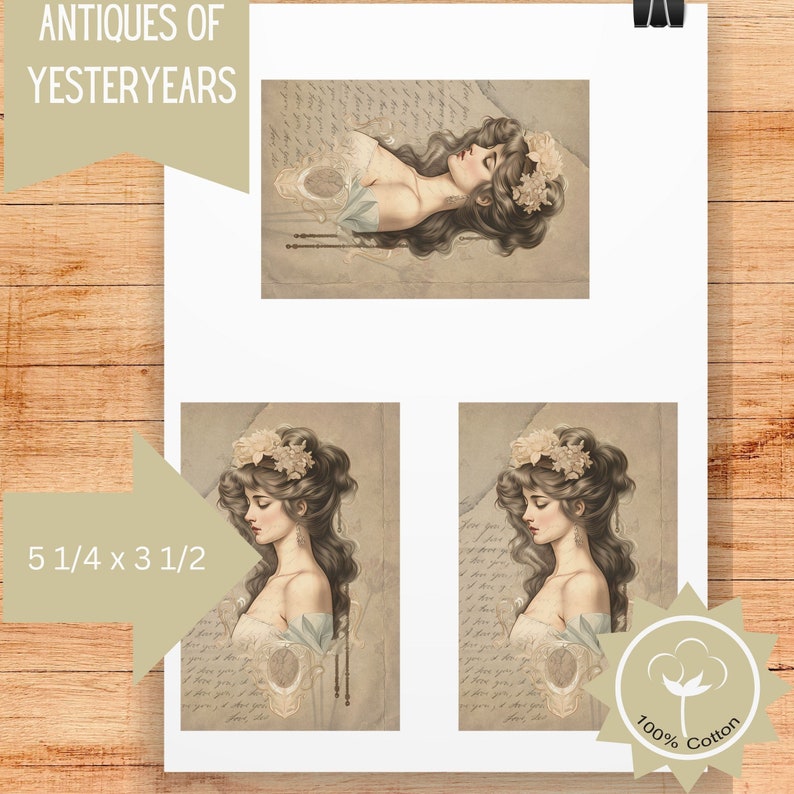 Victorian Lady Vintage Image on Fabric Panel Quilt Block DIY Quilting ...