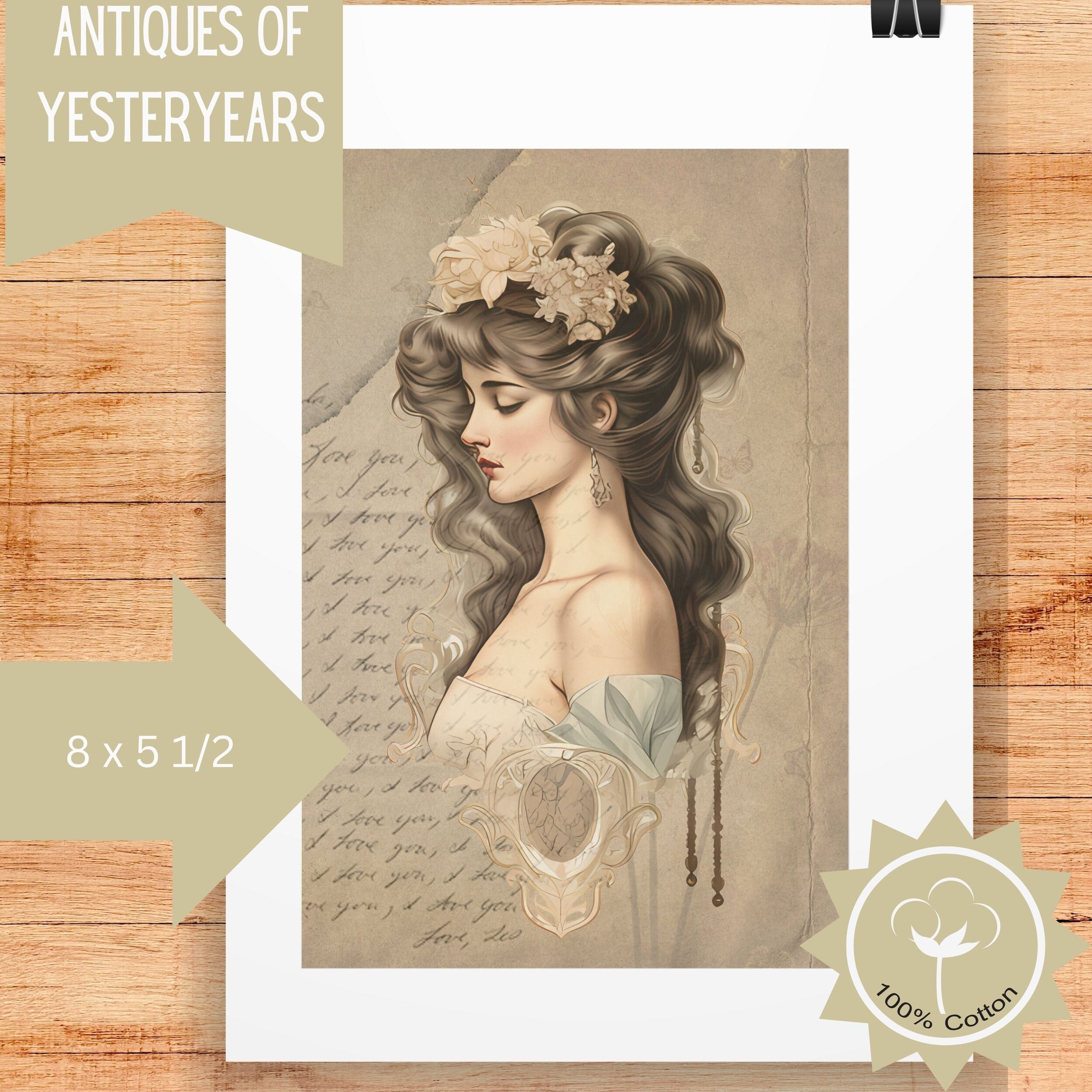 Victorian Lady Vintage Image on Fabric Panel Quilt Block DIY Quilting ...