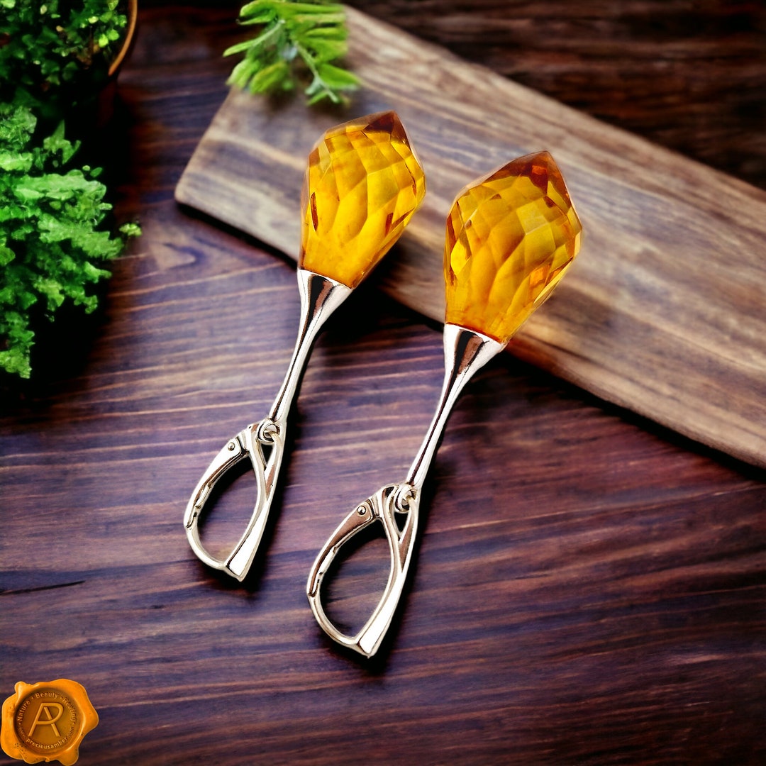 Teardrop Luxury Baltic Amber Long Teardrop Silver Earrings Drop ...