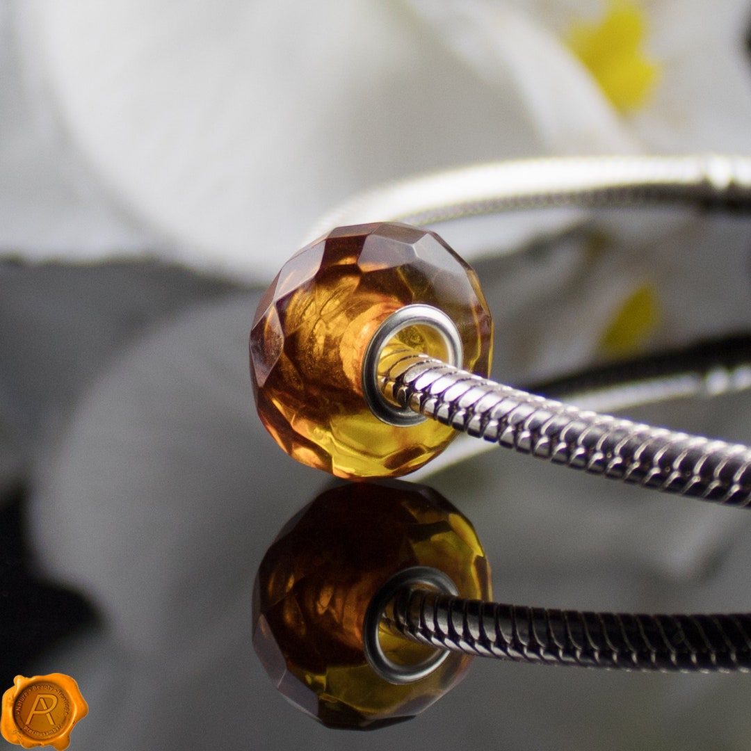 Faceted Cognac Amber Charm / Sterling Silver Baltic Amber Charms ...