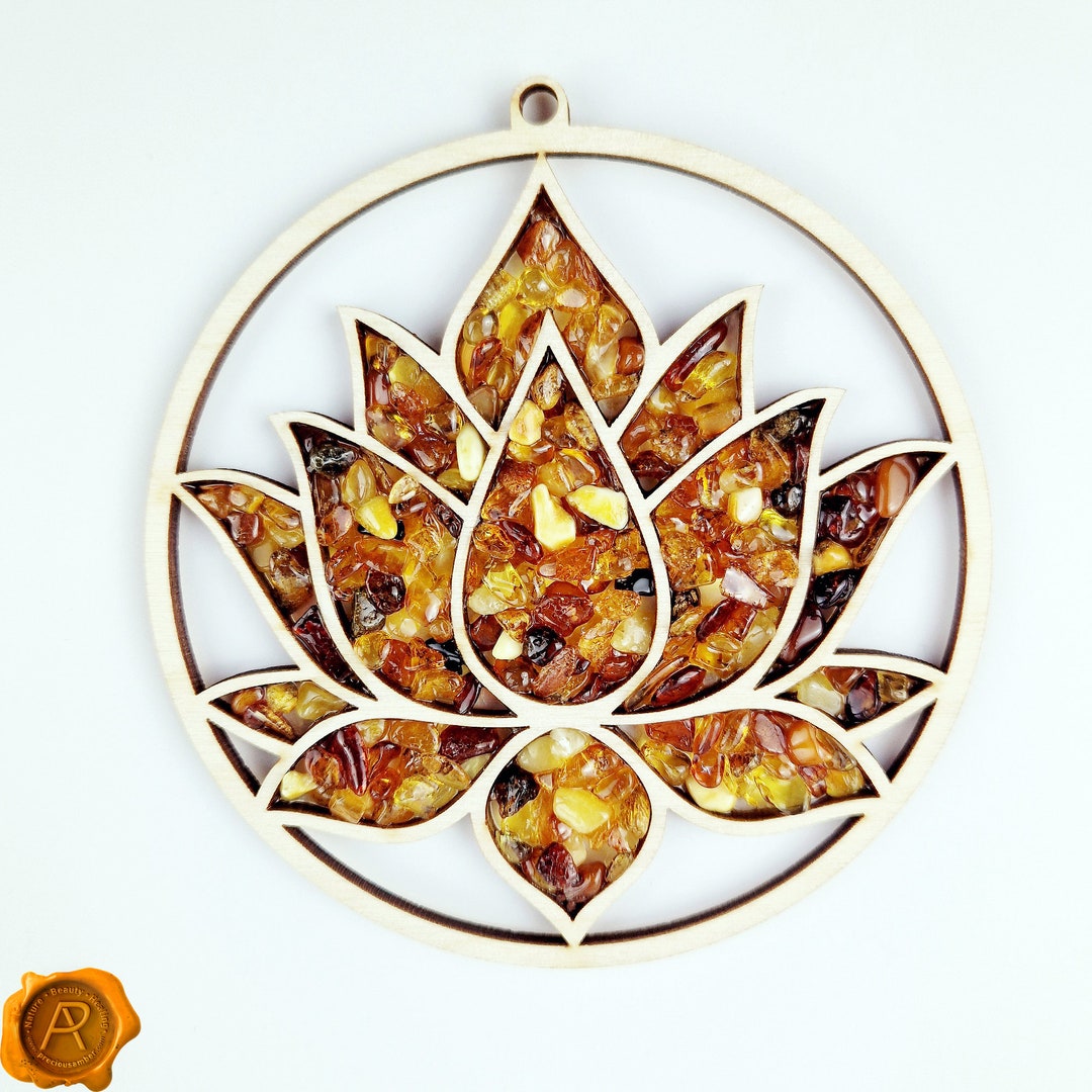 Lotus Flower Baltic Amber Suncatcher Window Meditation Gift - Etsy