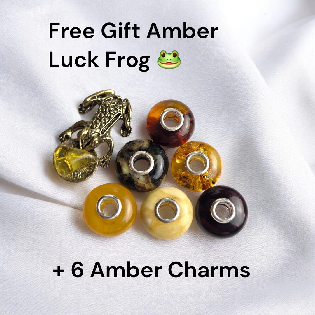 FREE GIFT +6 Amber Charms Pandora Style, Amber Silver Charm, Gemstone ...