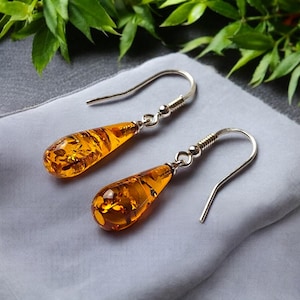 Everyday Natural Real Baltic Amber Earrings, Small Teardrop Large ...