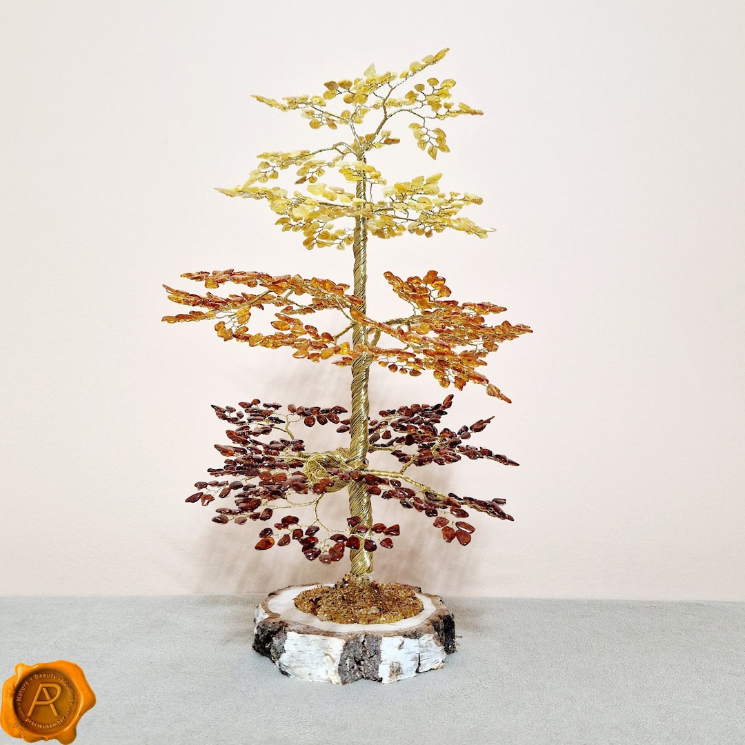 Stunning Handmade Amber Tree Gift | Large Multicolour Baltic Amber Oak ...