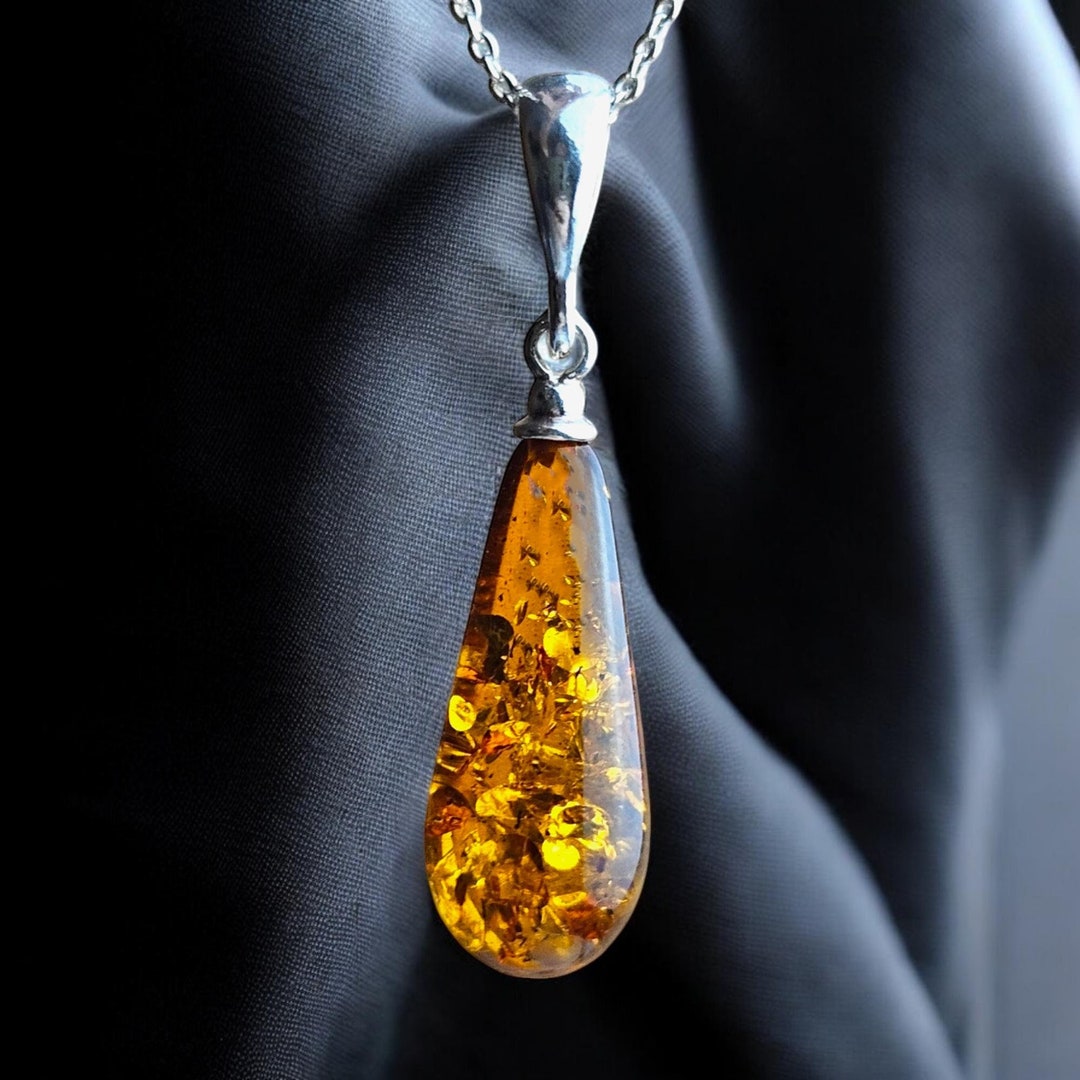 Natural Amber Dainty Classic Teardrop Honey Baltic Amber Pendant ...
