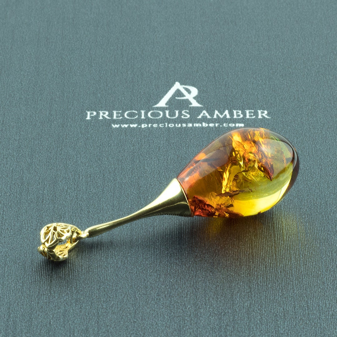Luxury Classic Large Gemstone Teardrop Honey Baltic Amber 925 Silver ...