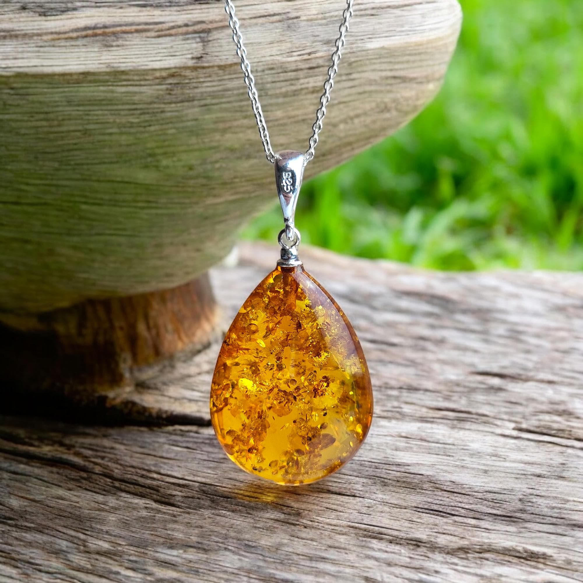 LARGE Natural Honey Baltic Amber Teardrop Pendant, Classic Drop Chunky ...