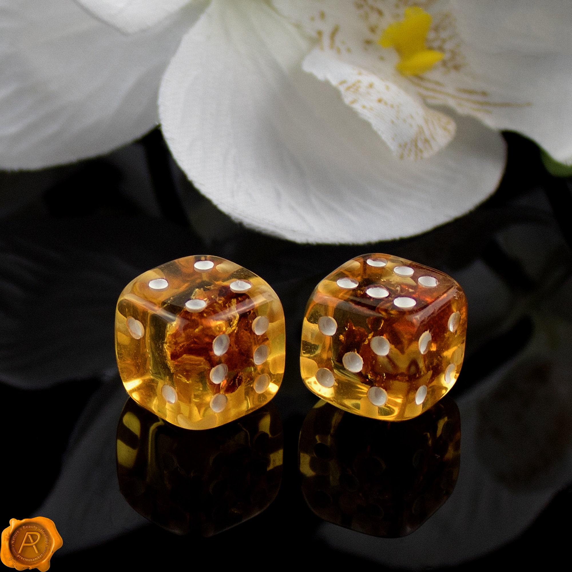 FREE GIFT BOX 14 X 14 Pair Amber Dice Set Handmade Baltic - Etsy