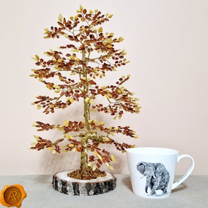 1008 LEAVES Handmade Amber Tree Gift Large White Baltic Amber Oak Tree ...