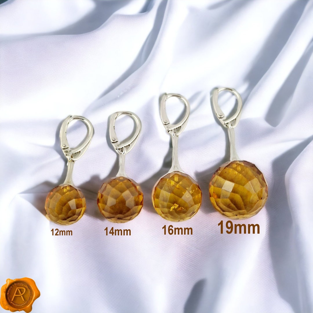 STUNNING Baltic Amber Long Teardrop Silver Earrings Drop | Faceted ...