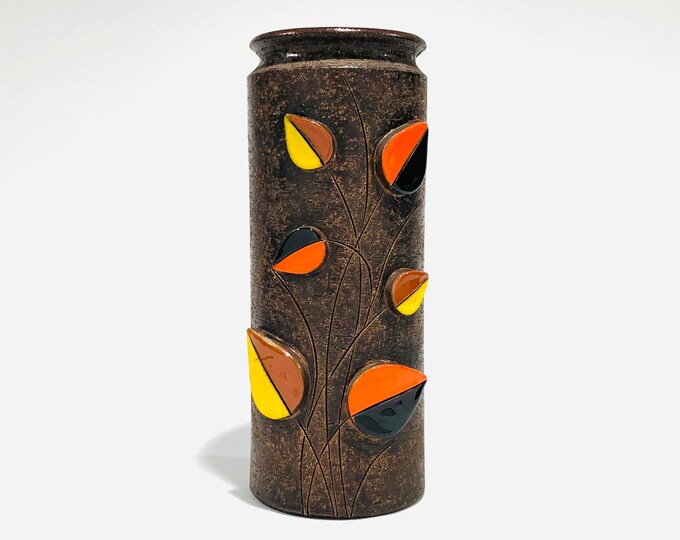 Aldo Londi for Bitossi Foglie Colorate Applicate Colorate Tall Cylinder ...