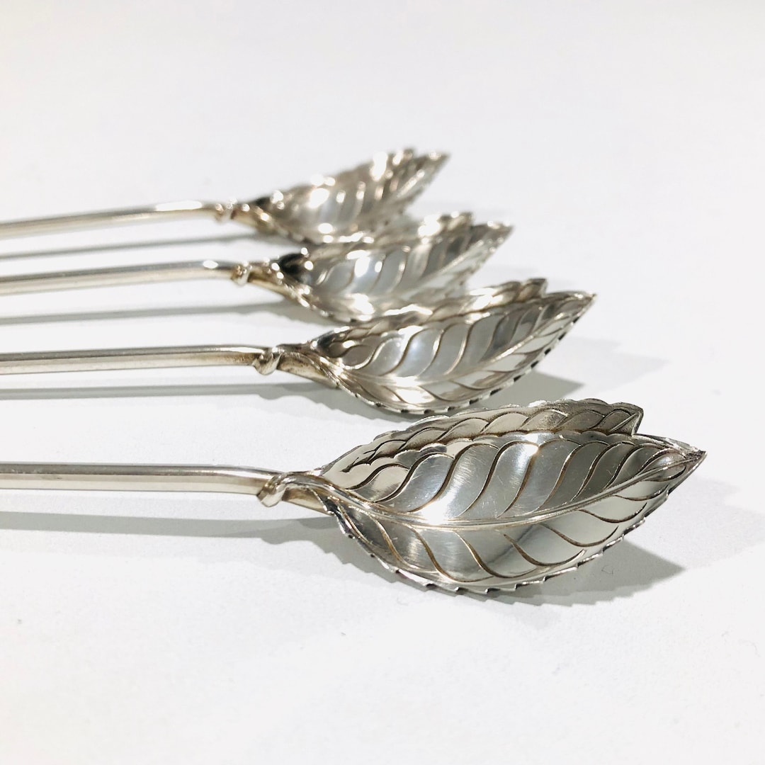 Vintage Tiffany & Co. Sterling Silver Leaf Mint Julep Straw Spoons ...