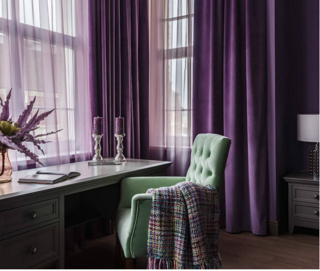 Pair of Purple Velvet Curtains, Bedroom Velvet Curtains, Living Room ...