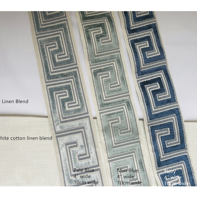 Blue Greek Trim Drapes - Etsy