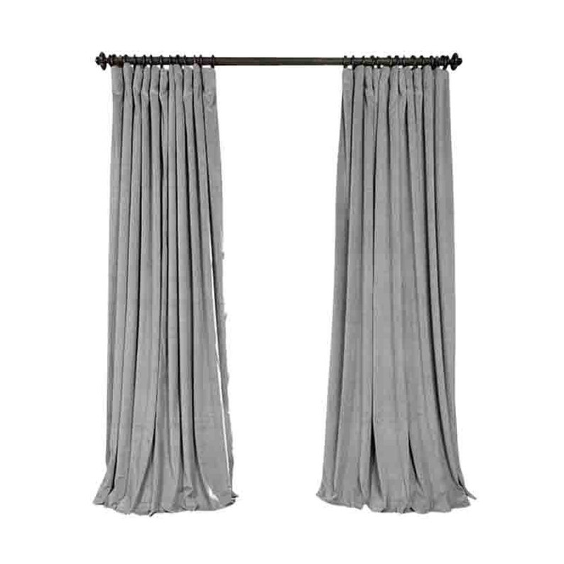 Pair of Grey Velvet Curtains Bedroom Light Silver Grey Velvet | Etsy